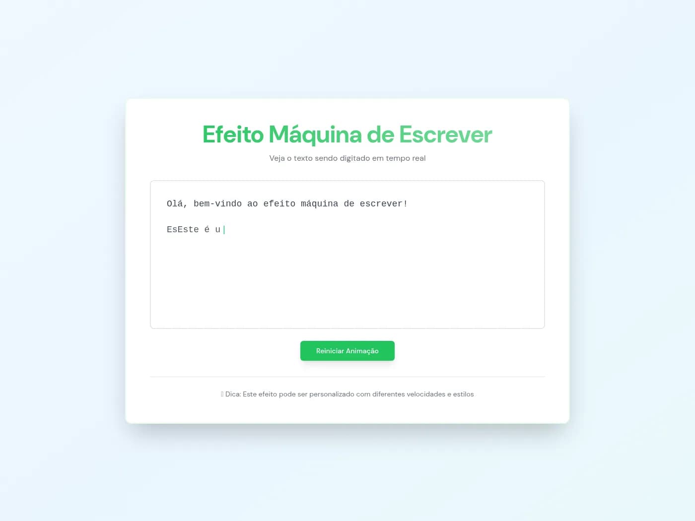 Typewriter Text Effect Page