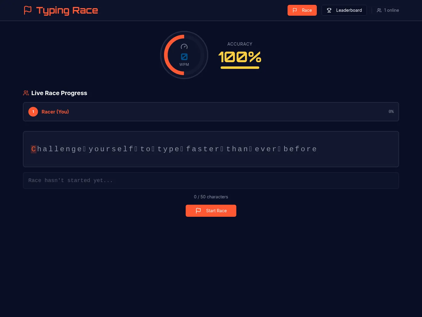 Typing Race: Real-Time Competitive Typing Game