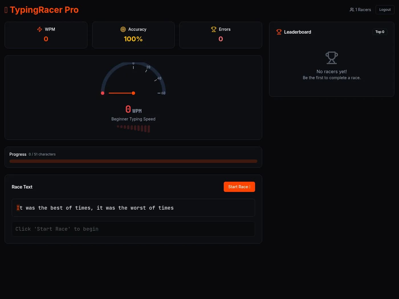 Typing Race Game: Real-Time Competitive Typing Showdown