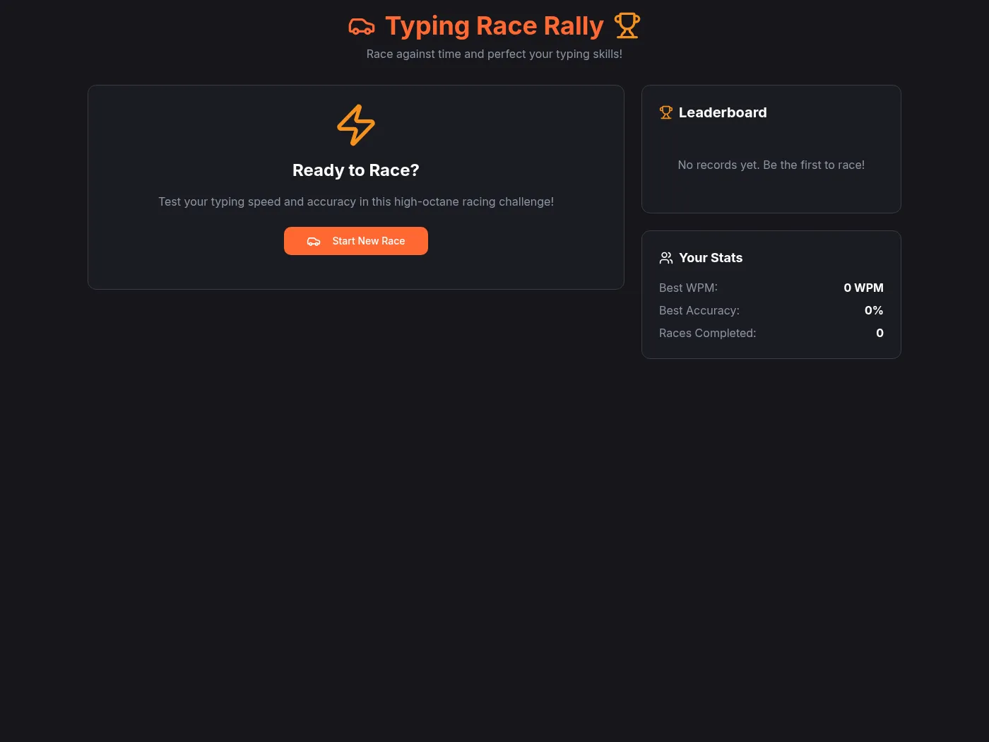 Typing Race Rally: Competitive Real-Time Typing Game