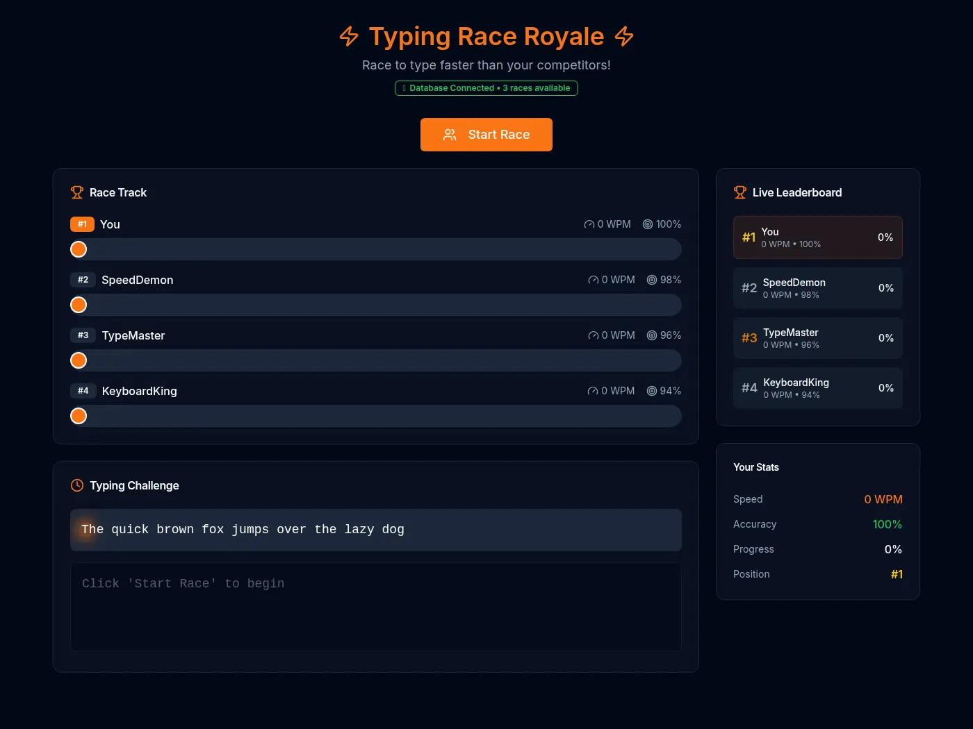 Typing Race Royale: Real-Time Competitive Typing Game