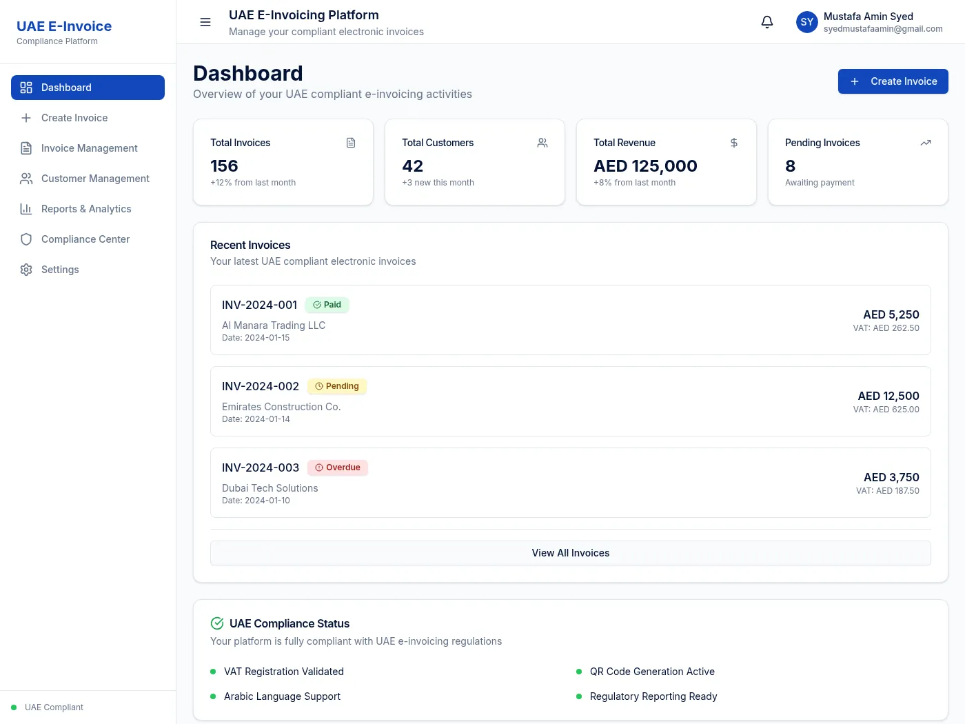 UAE Compliant SaaS E-Invoicing Platform