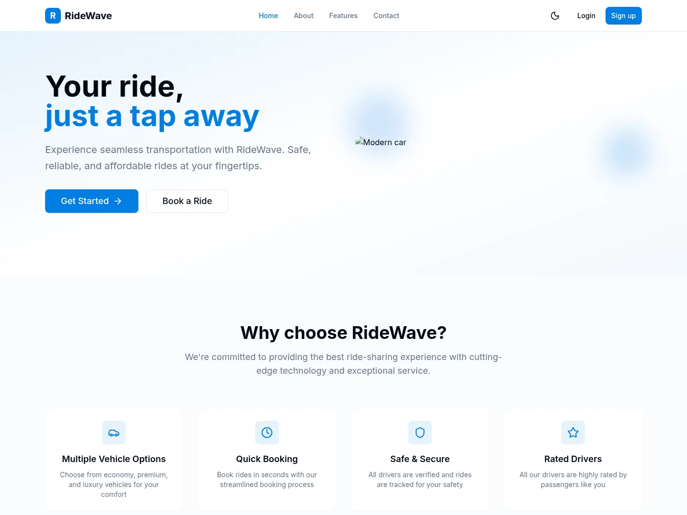 Uber-like Taxi Booking Web App with Stunning UI & Advanced Features
