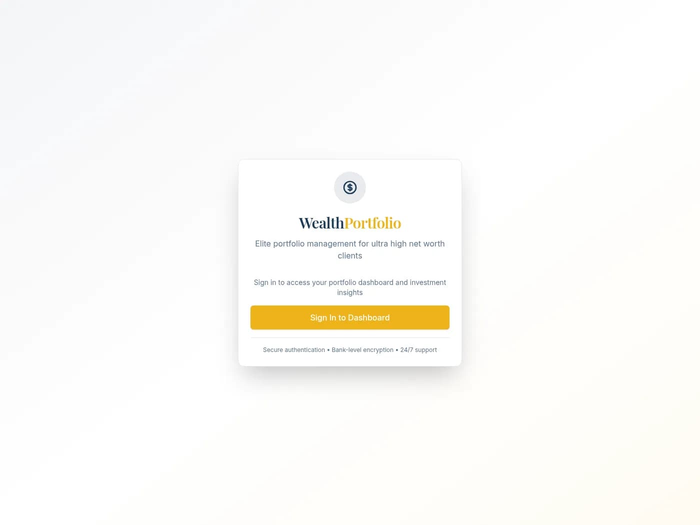 Ultra High Net Worth Client Portfolio Management Website