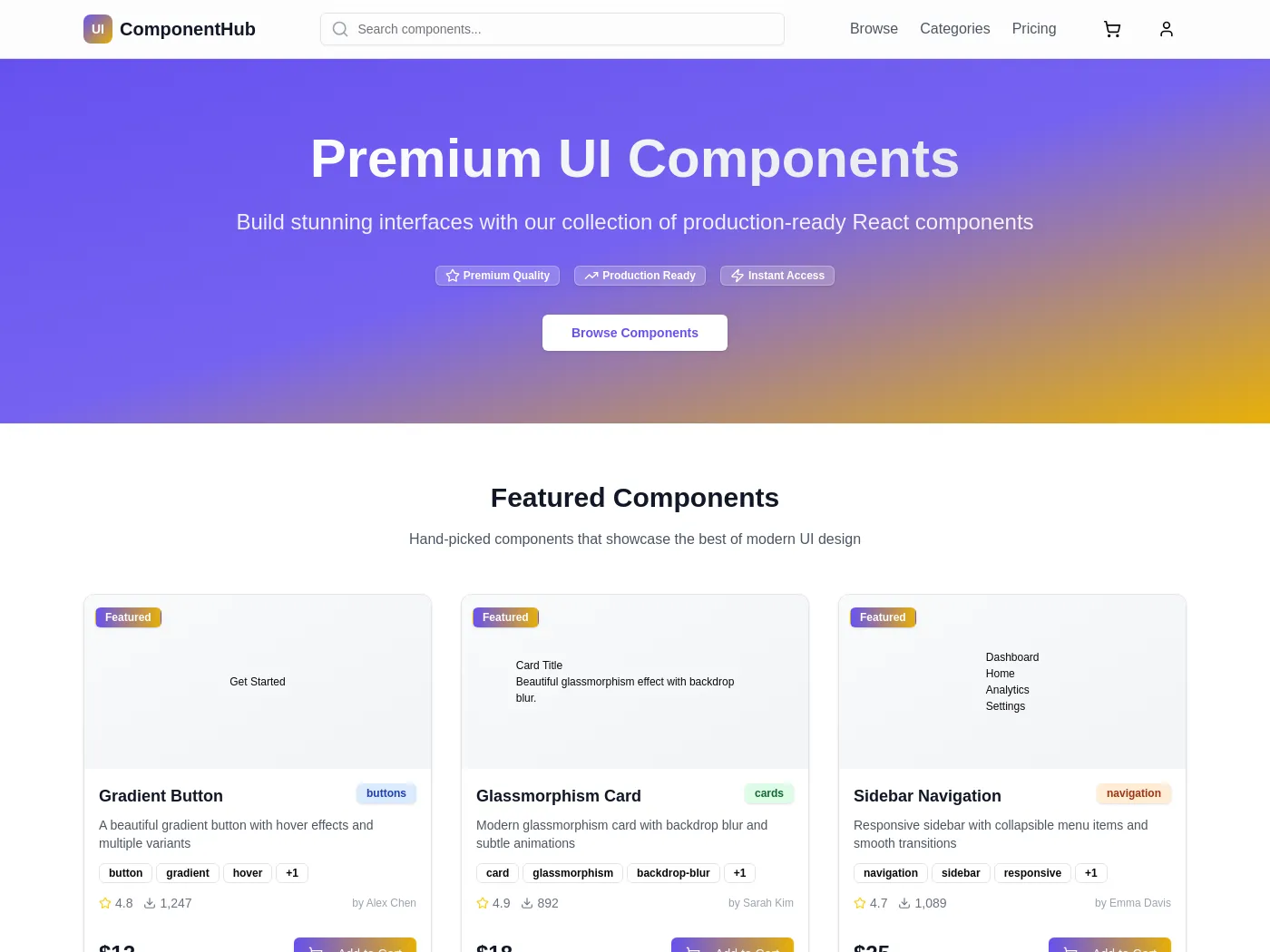 UI Components Marketplace