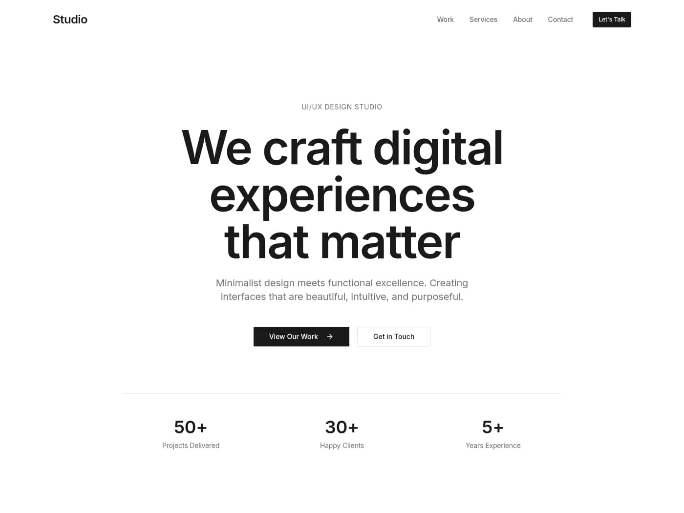 Modern & Minimal UIUX Design Studio Landing Page