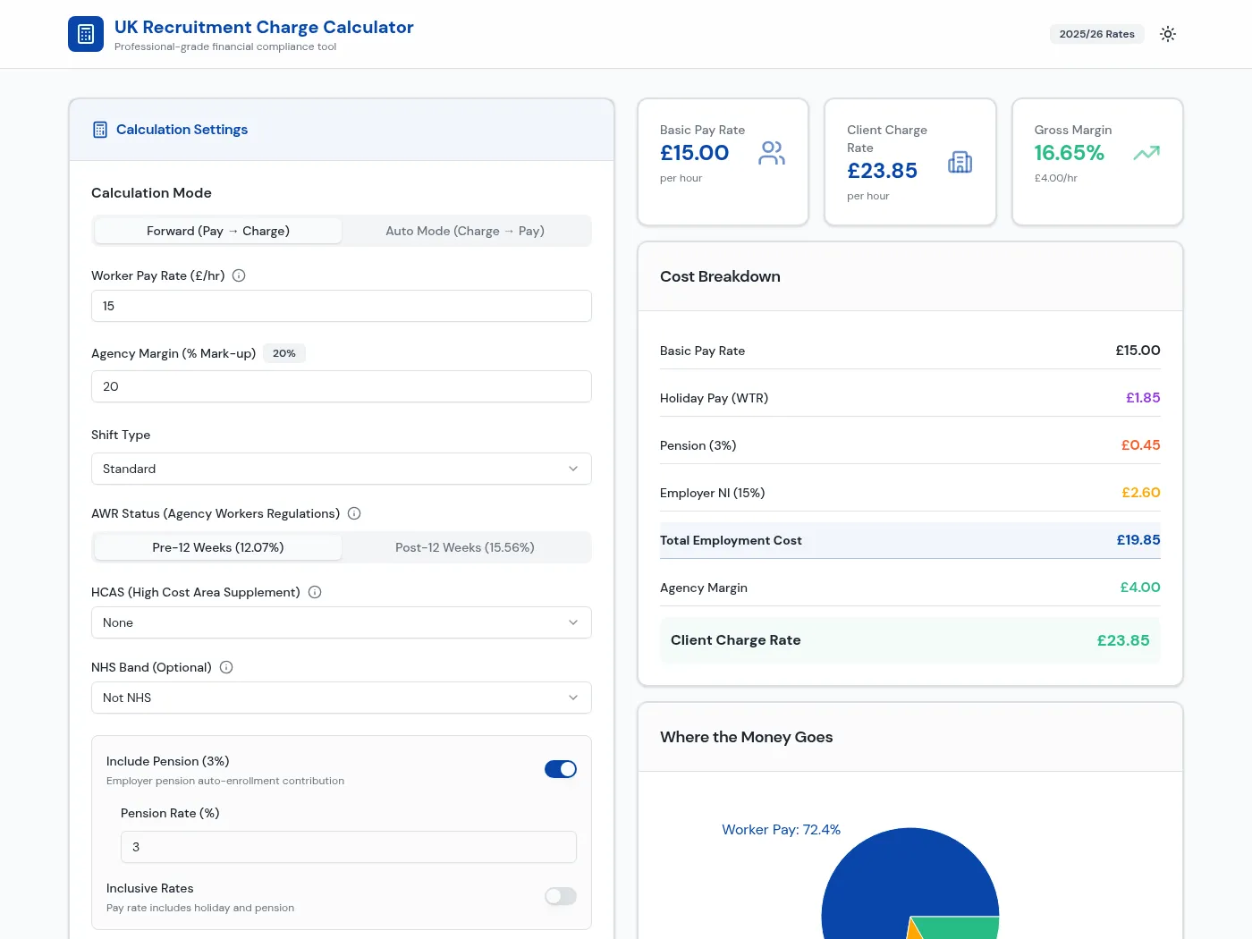 UK Recruitment Charge Calculator