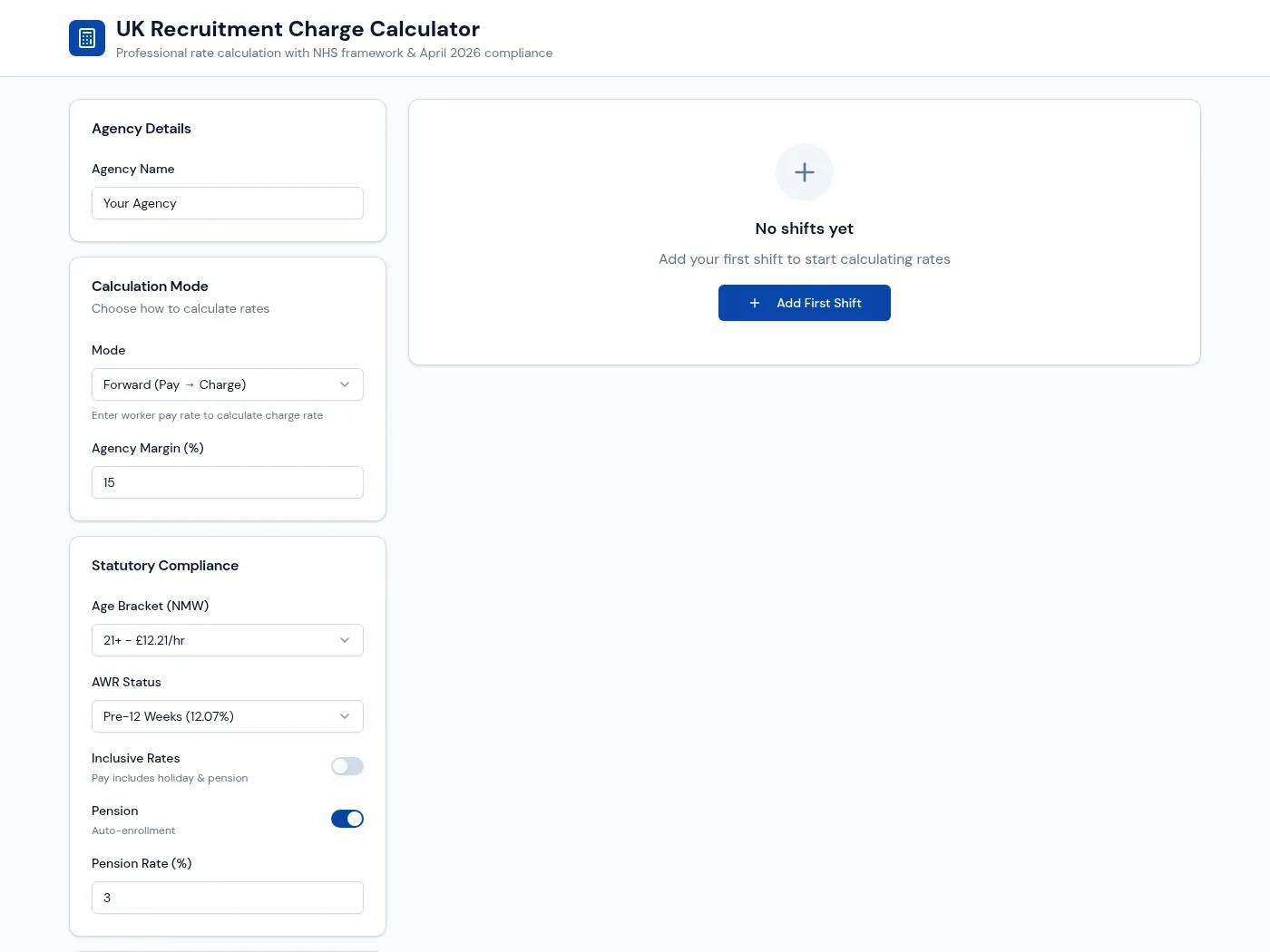 UK Recruitment Charge Calc