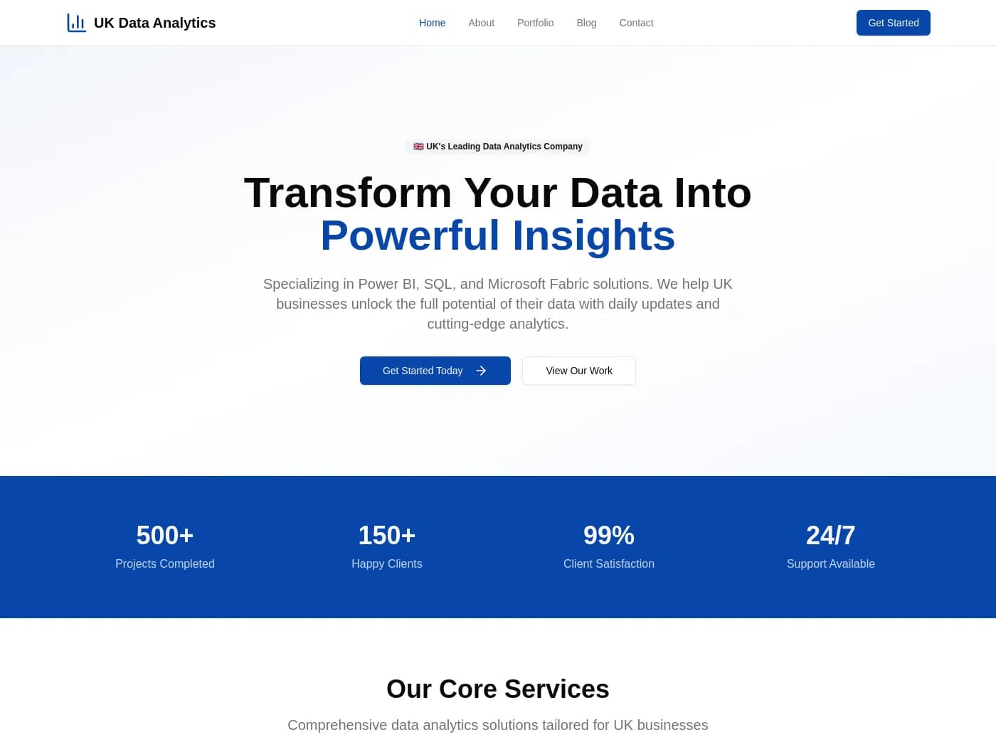 UK Data Analytics Company Website