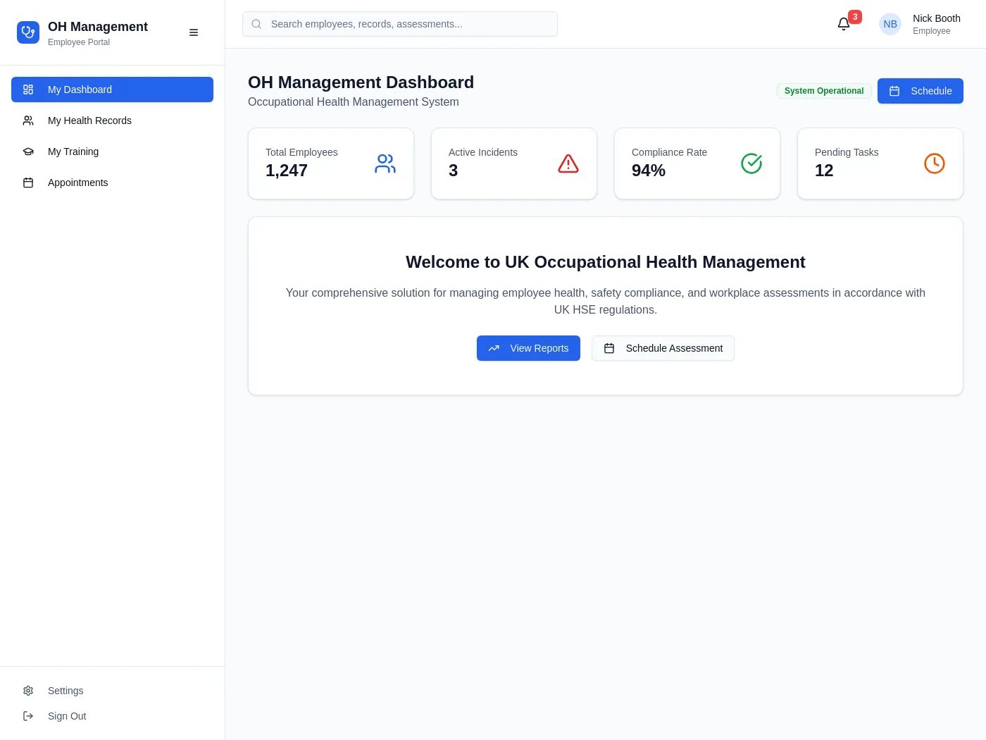 UK Occupational Health Management System