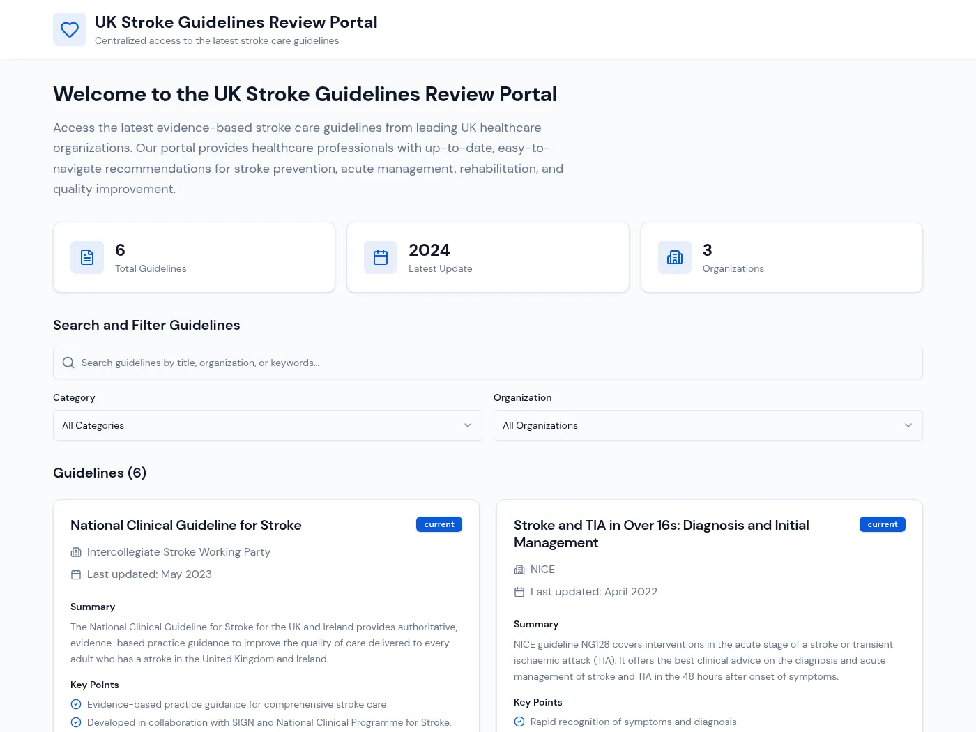 UK Stroke Guidelines Review Portal