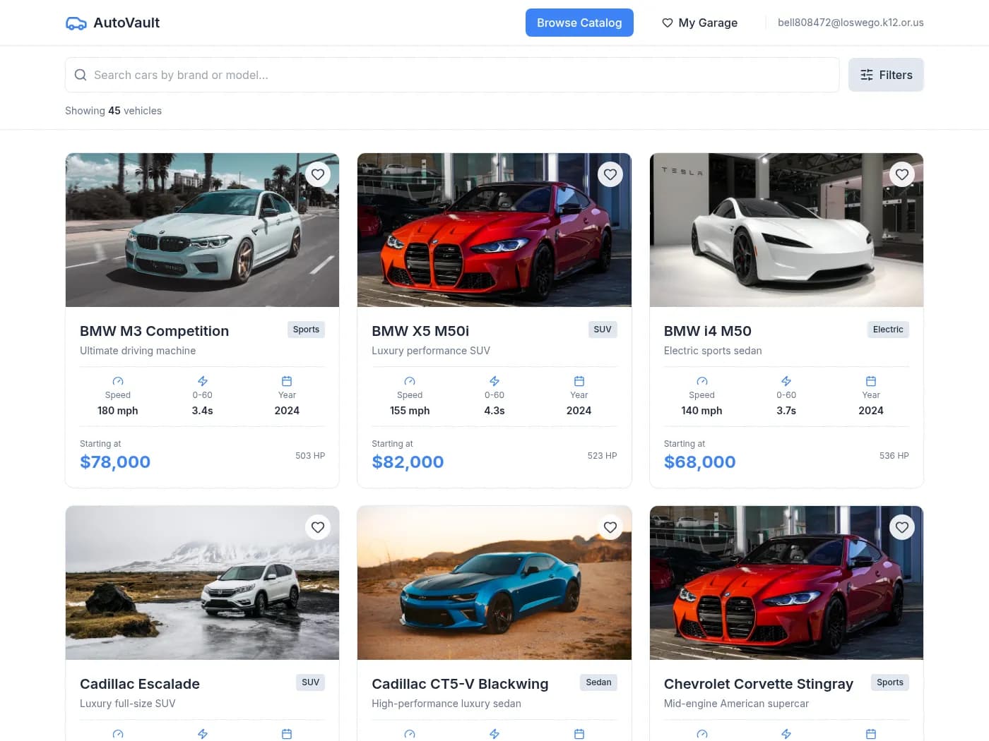 Ultimate Car Catalog & Personal Garage