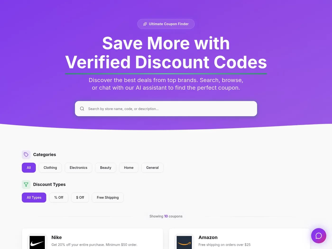 Ultimate Coupon Finder & AI Chatbot Website