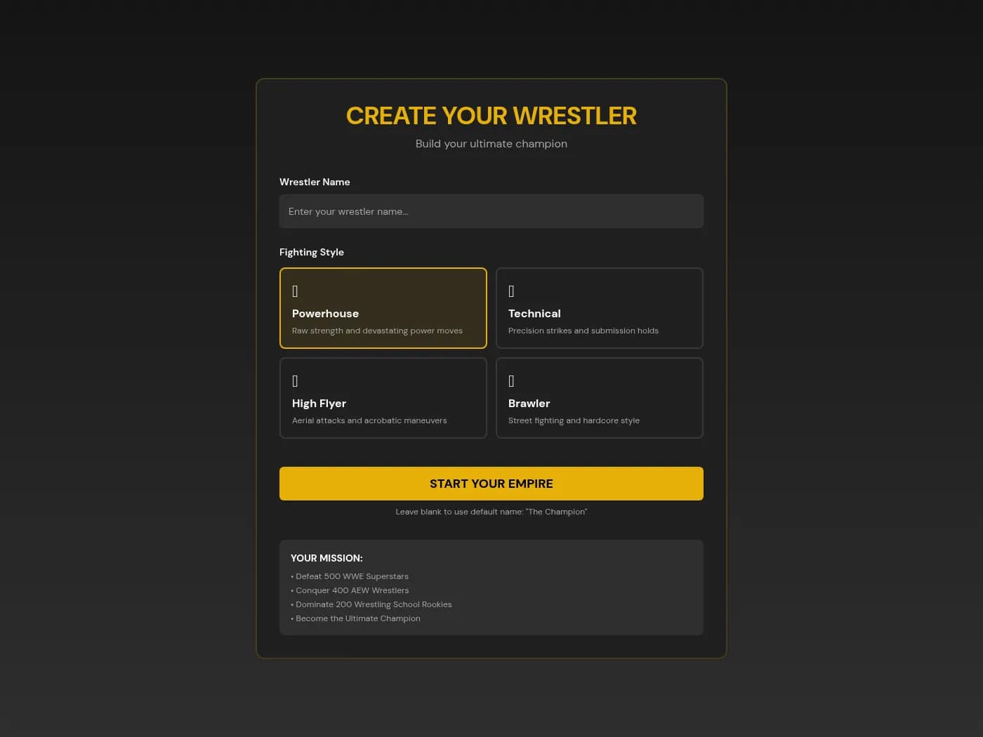 Ultimate Wrestling Empire Simulator
