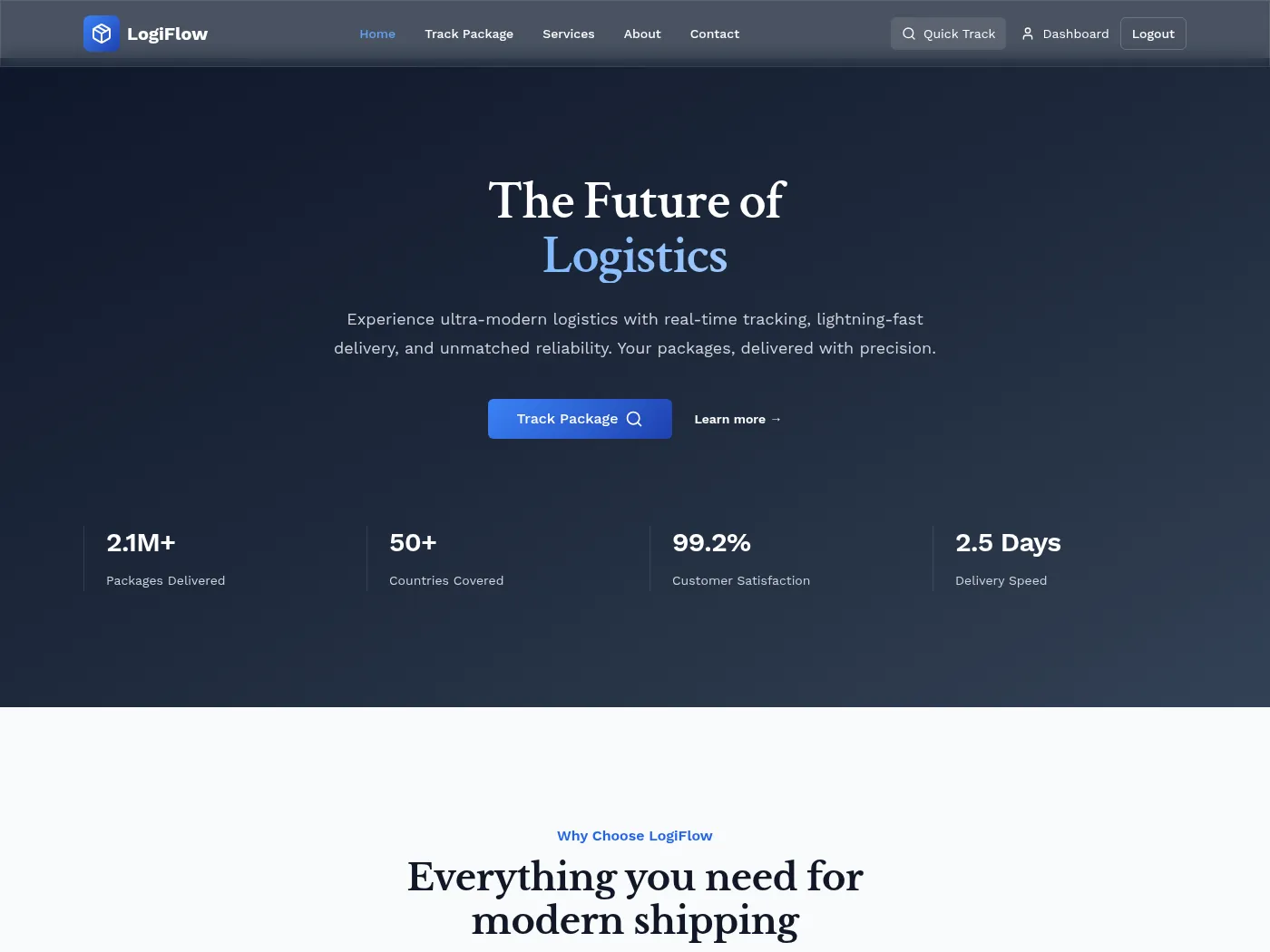 Ultra Modern Minimal Logistics Platform with Real-time Tracking and Dynamic Analytics
