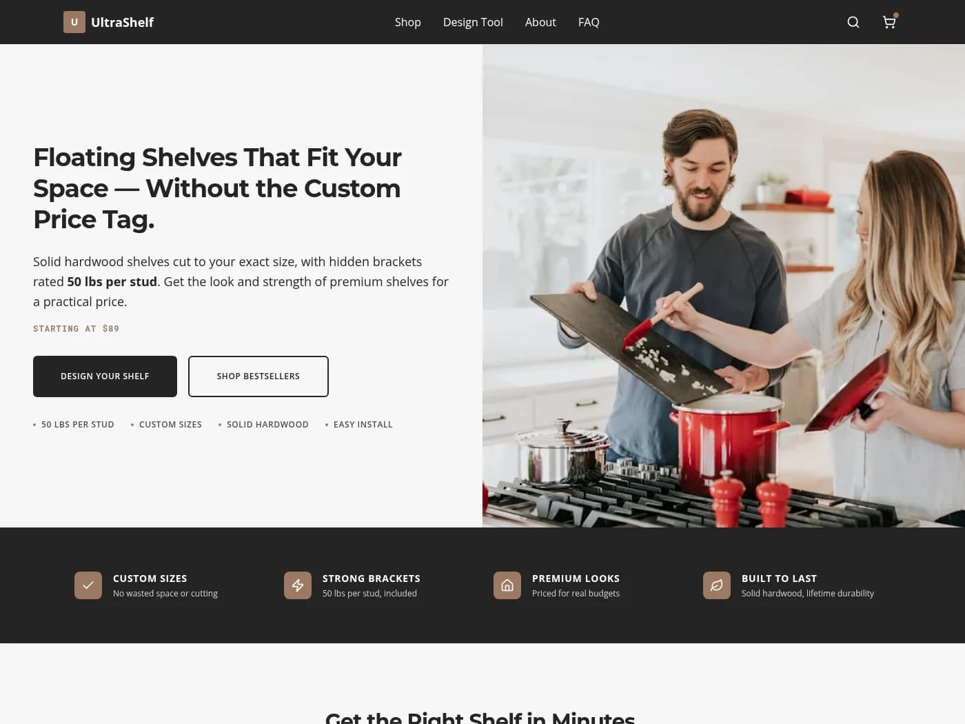 UltraShelf Budget-Friendly Custom Floating Shelves Homepage