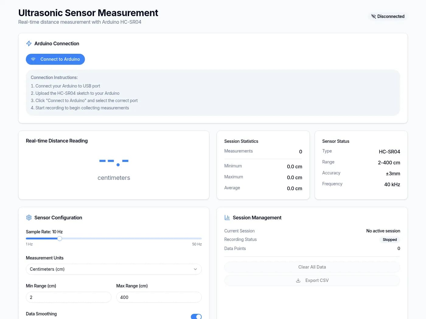Ultrasonic Sensor Measurement Tool
