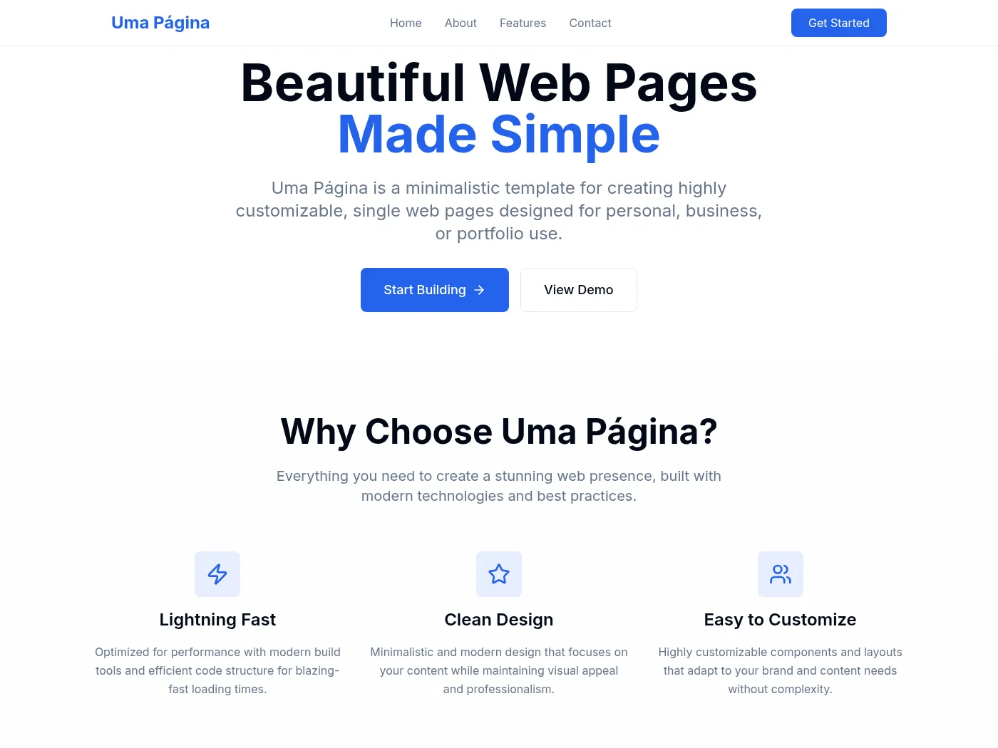 Uma Página - Simple Web Page Starter