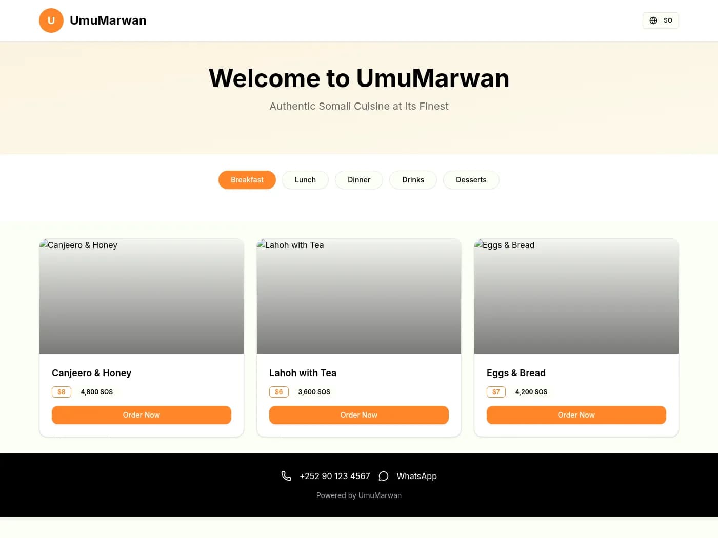 UmuMarwan Bilingual Restaurant Ordering Web App
