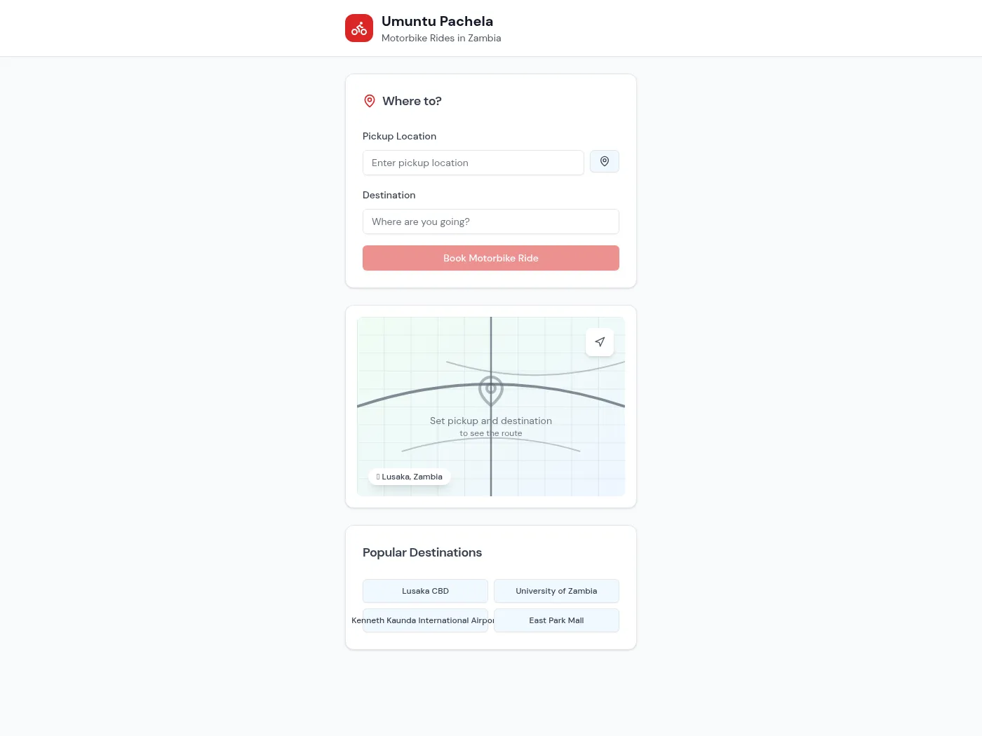 Umuntu Pachela Motorbike Ride-Hailing App