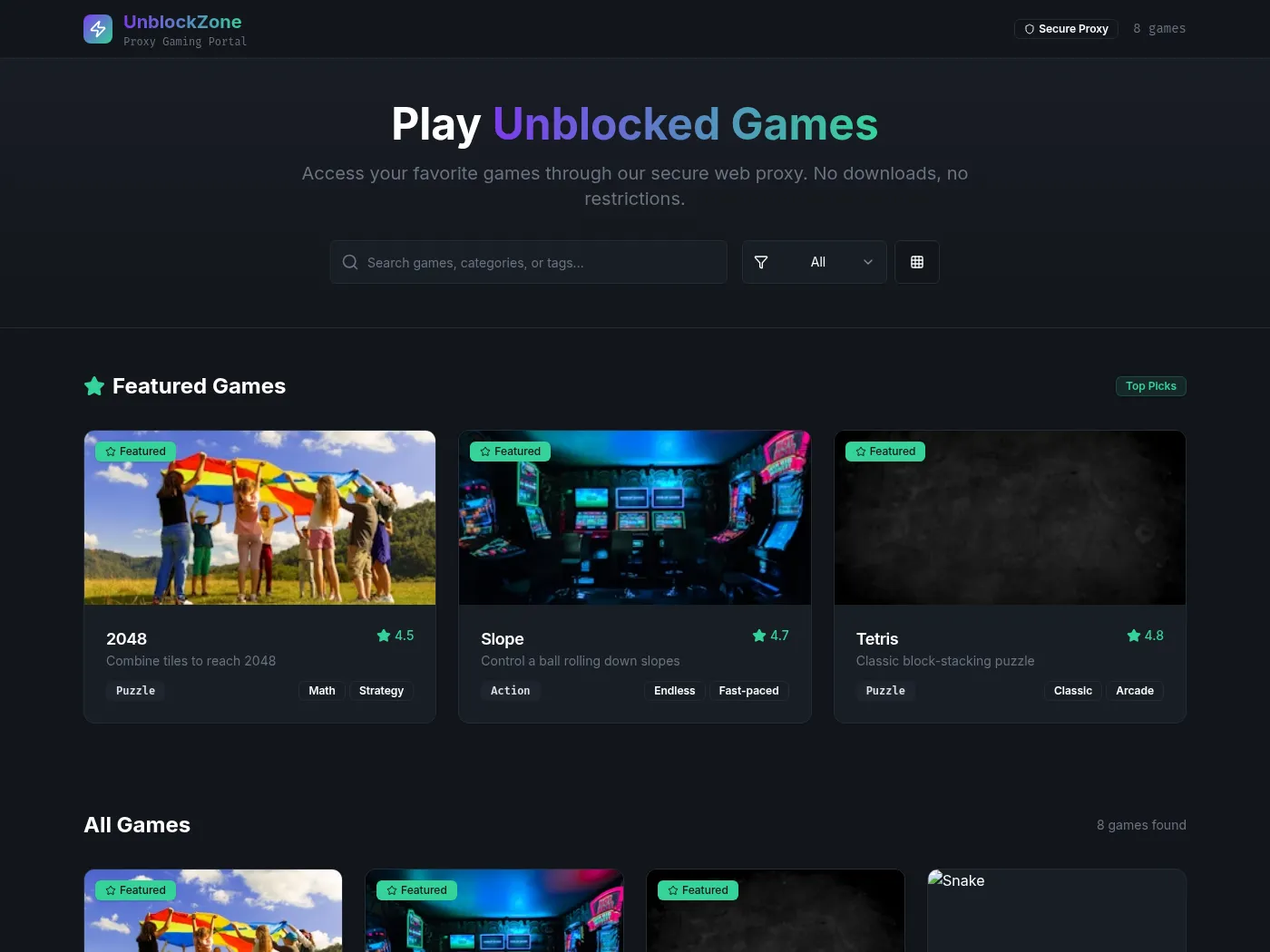 Unblocked Games Proxy Portal