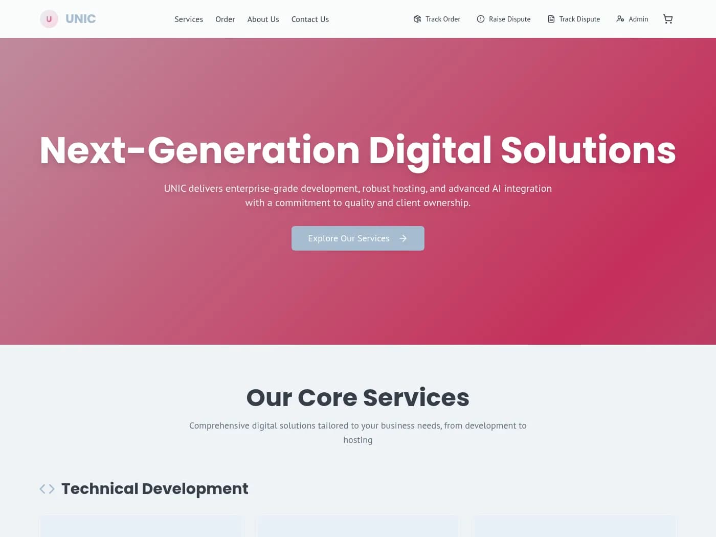 UNIC Premium Digital Agency Homepage Redesign