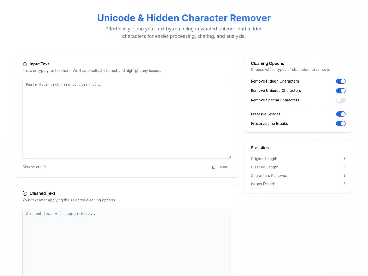 Unicode and Hidden Character Remover