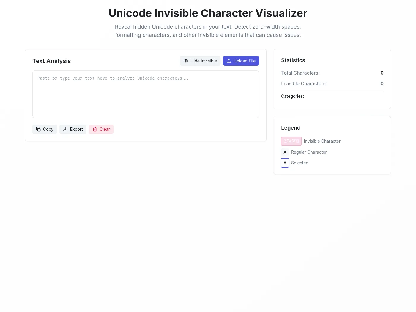 Unicode Invisible Character Visualizer