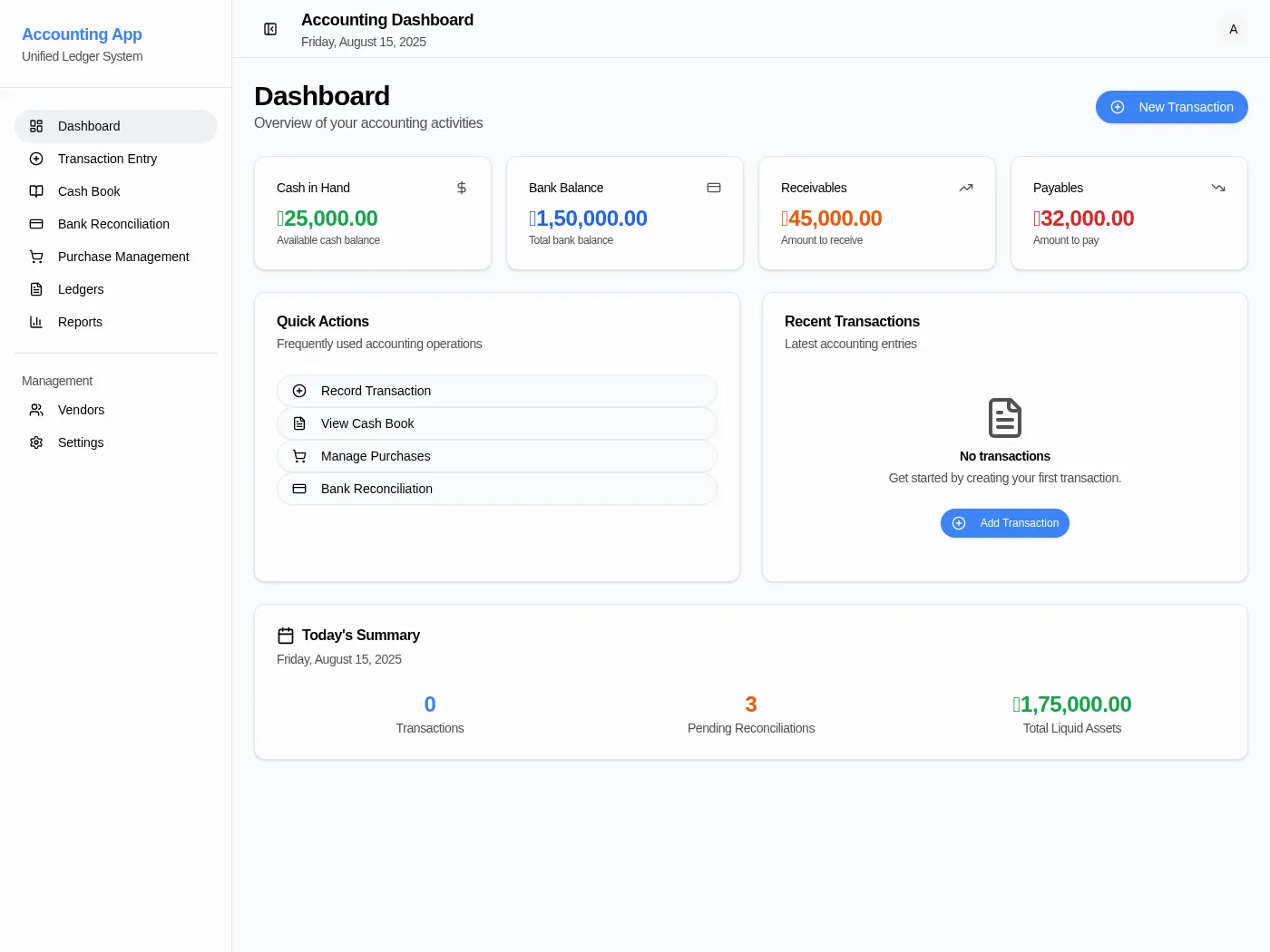 Unified Accounting Ledger & Cash Book App