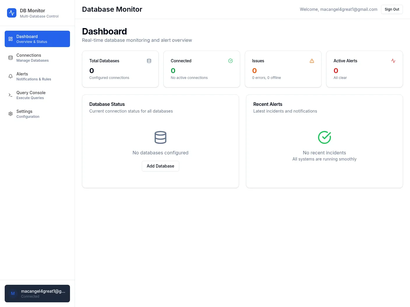 Unified Database Monitor & Alert Webapp