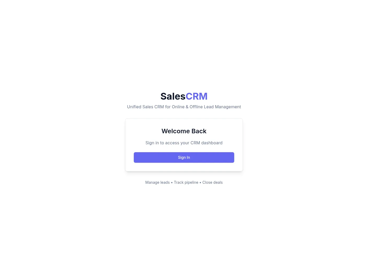 Unified Sales CRM for Online & Offline Lead Management