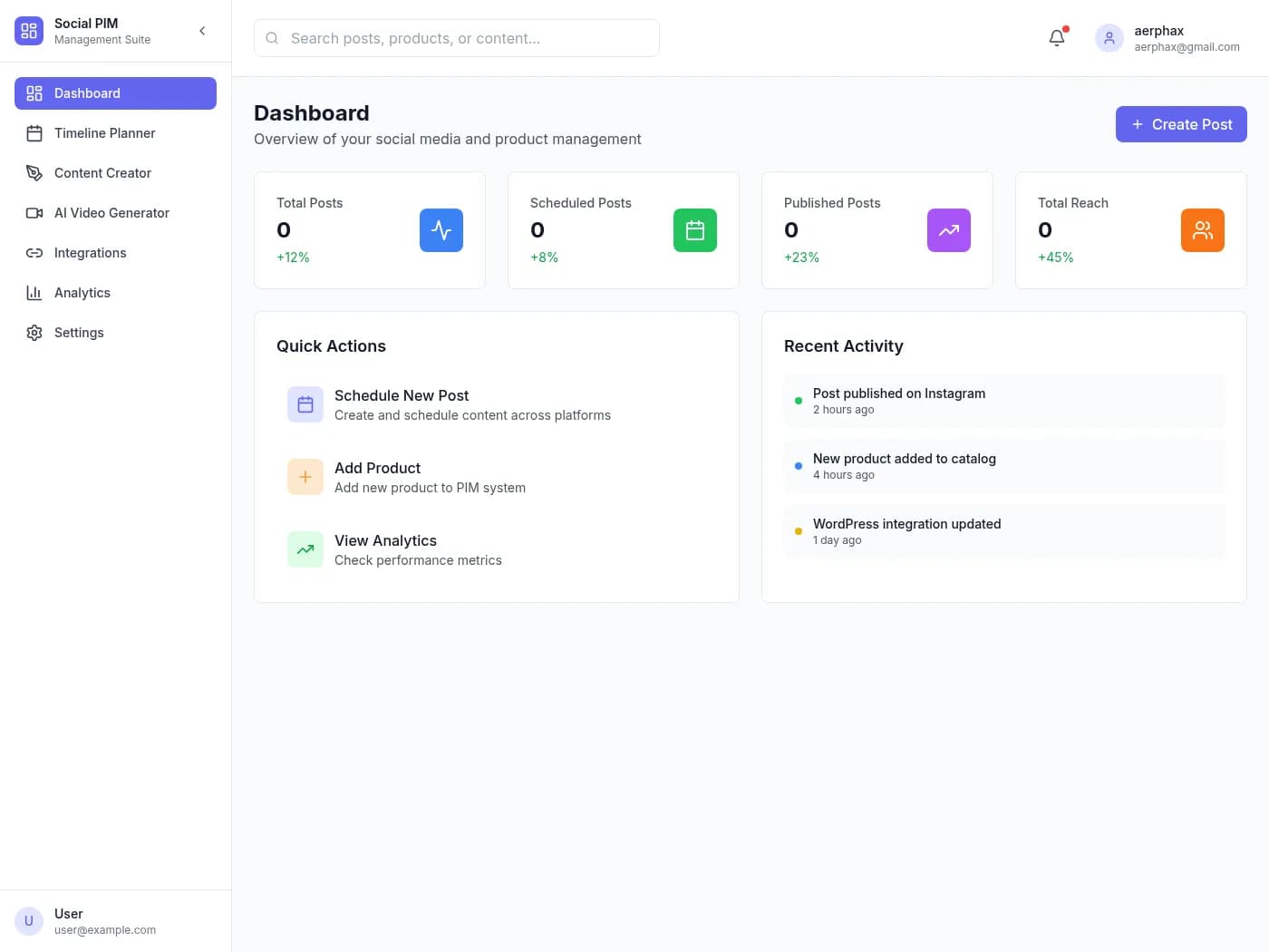 Unified Social Media & Product Management Platform
