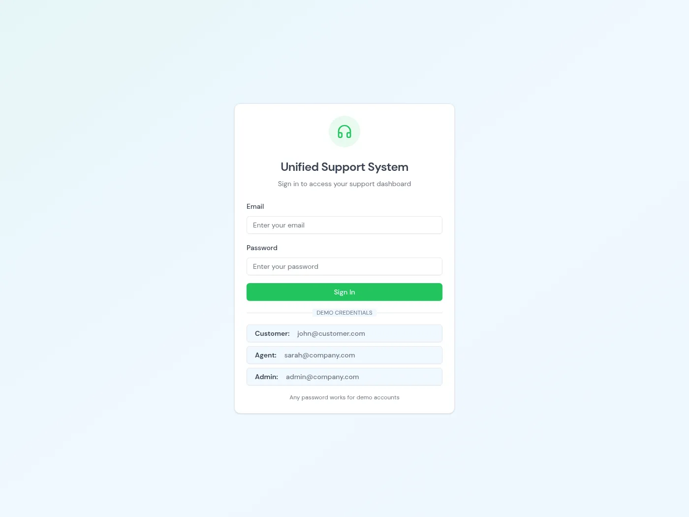 Unified Support System Wireframe Platform
