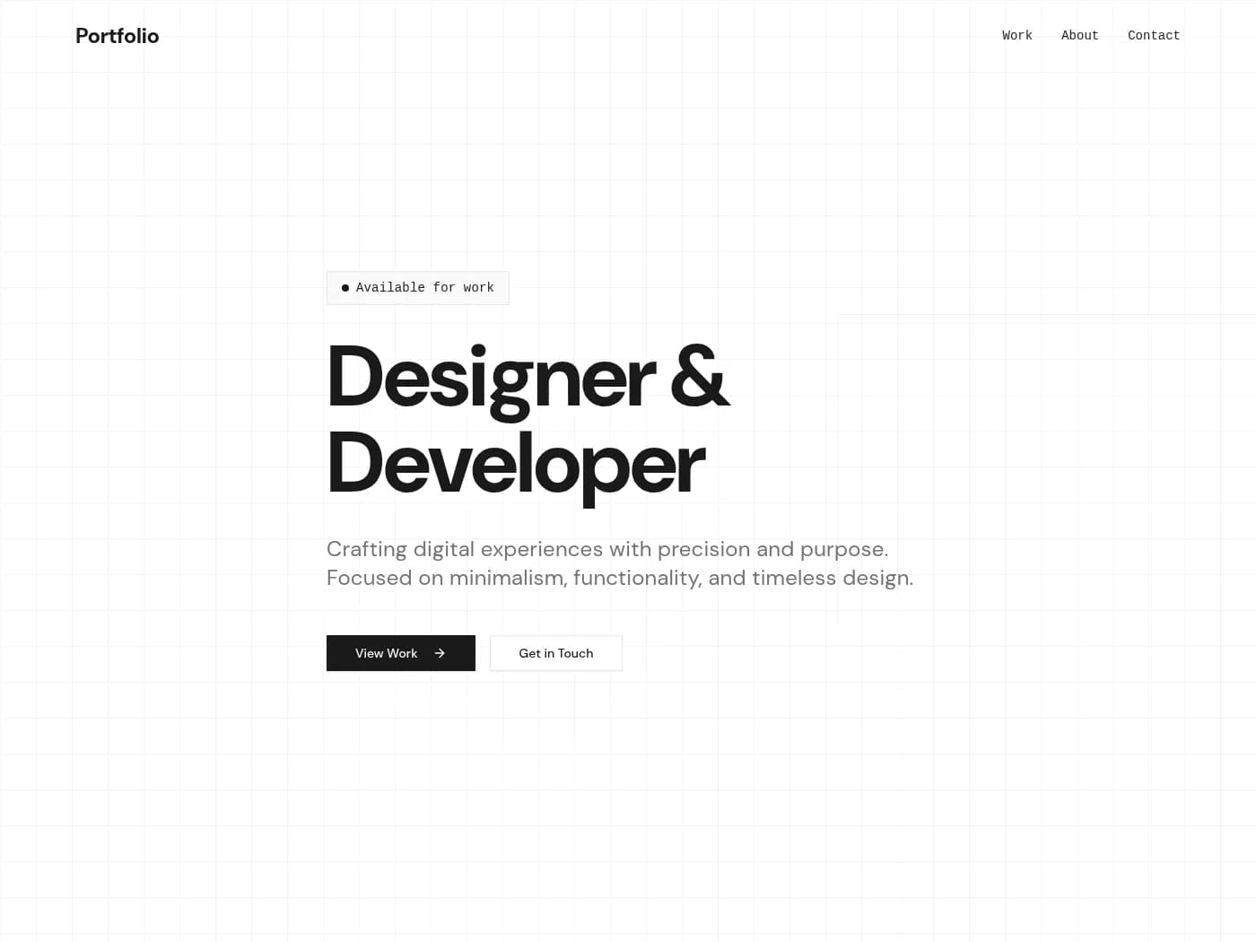 Minimalist Unique Portfolio Site