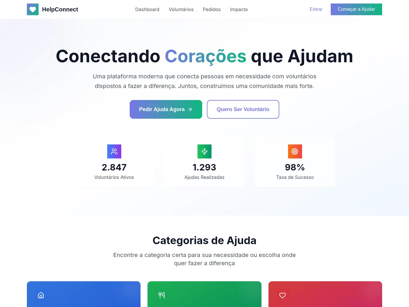 Unique Social Help Dashboard Inspired by Socorre.me