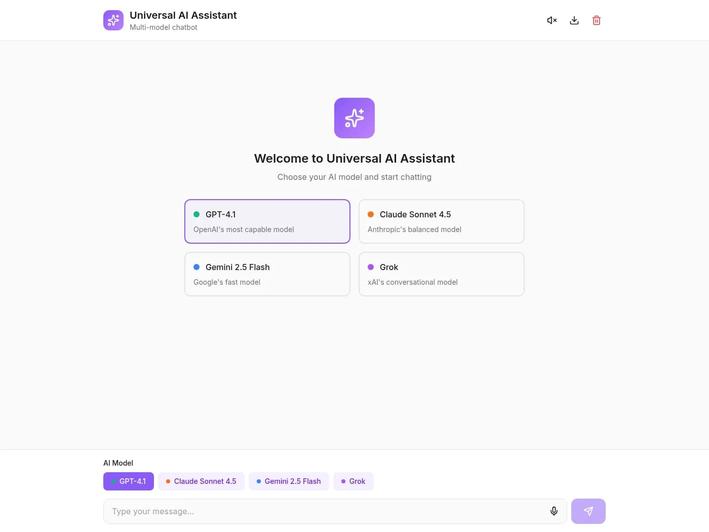 Universal AI Assistant: Multi-Model Chatbot with Voice and Integrations