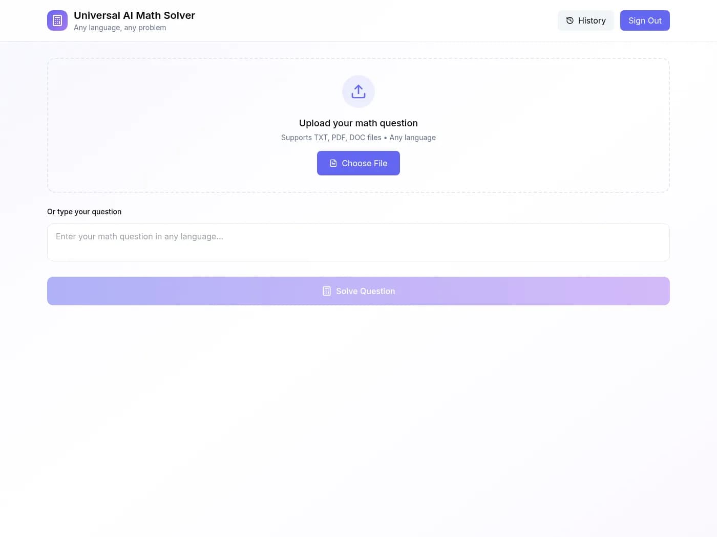 Universal AI Math Solver Web App