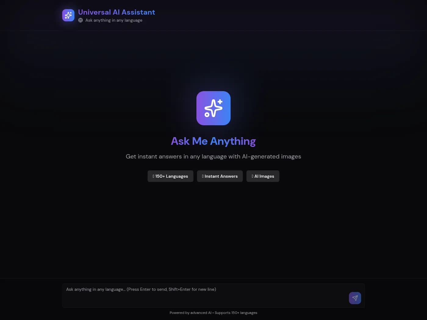 Universal Multilingual AI Q&A with Photo Generation