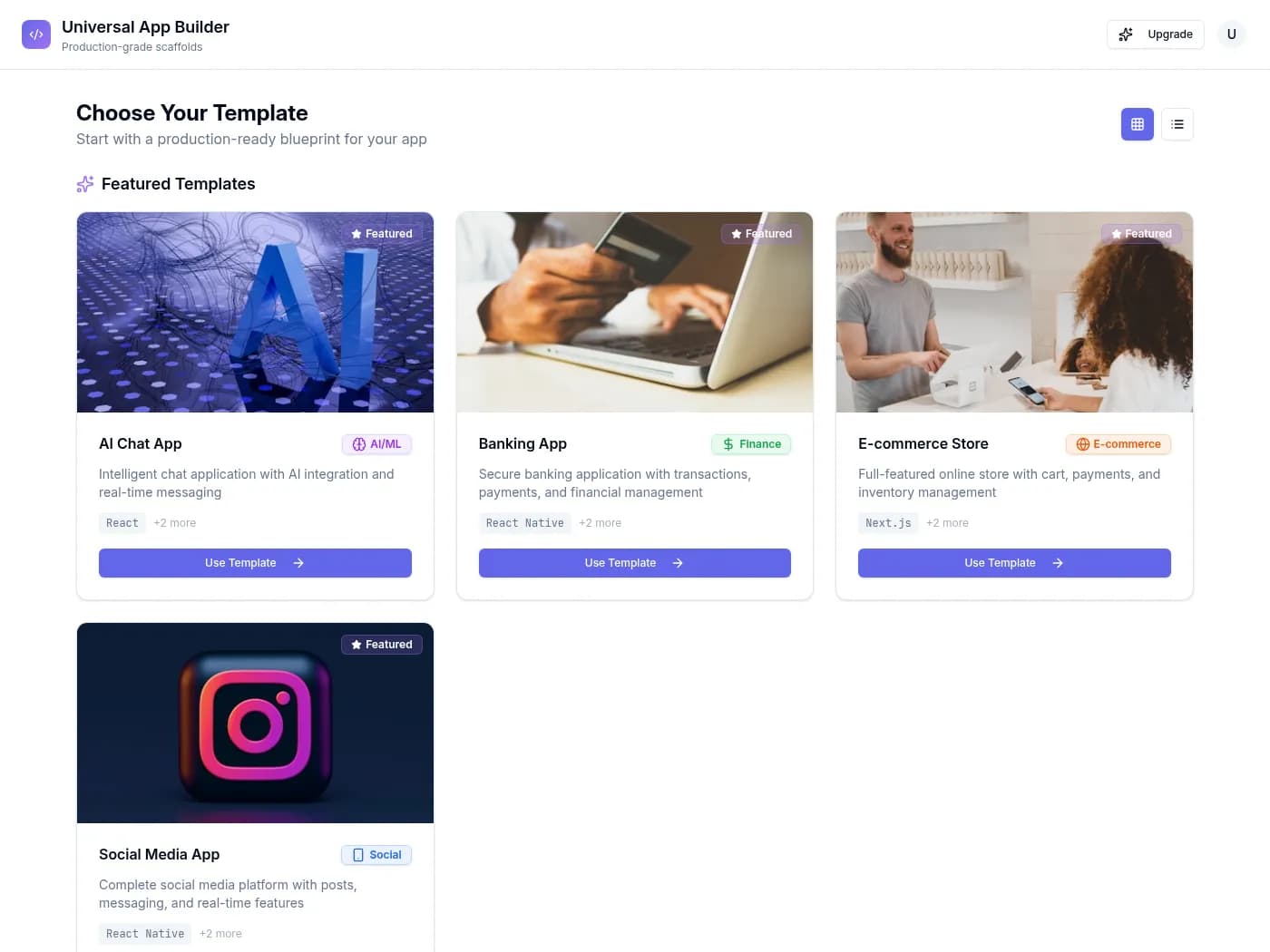 Universal App Scaffold & Builder Platform