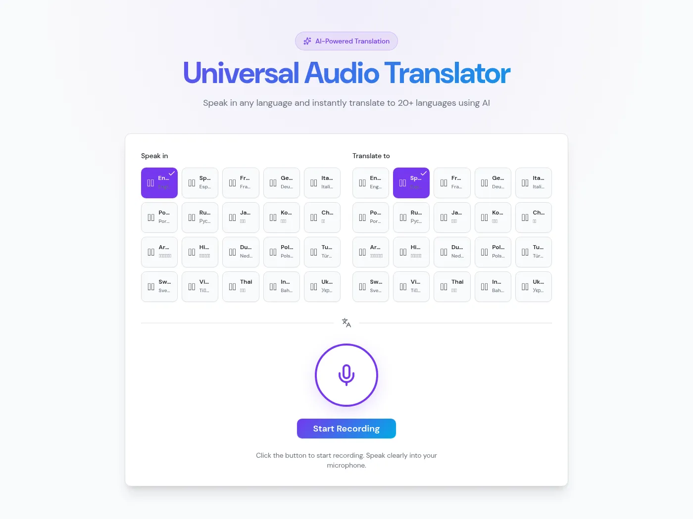 Universal Audio Language Translator