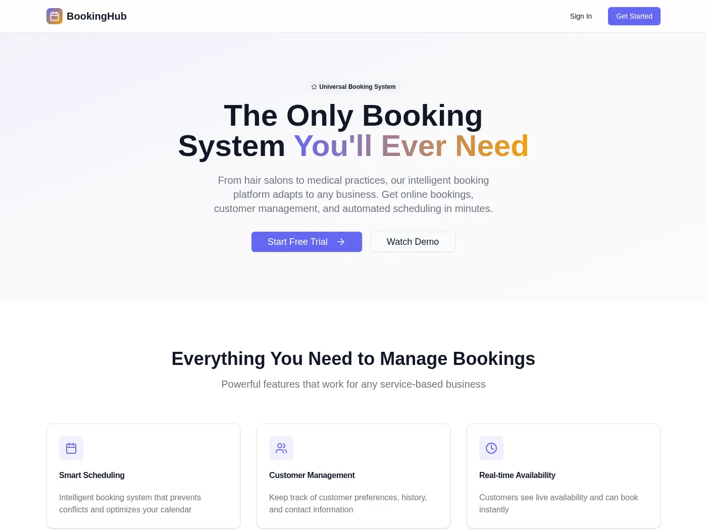 Universal Booking System Platform