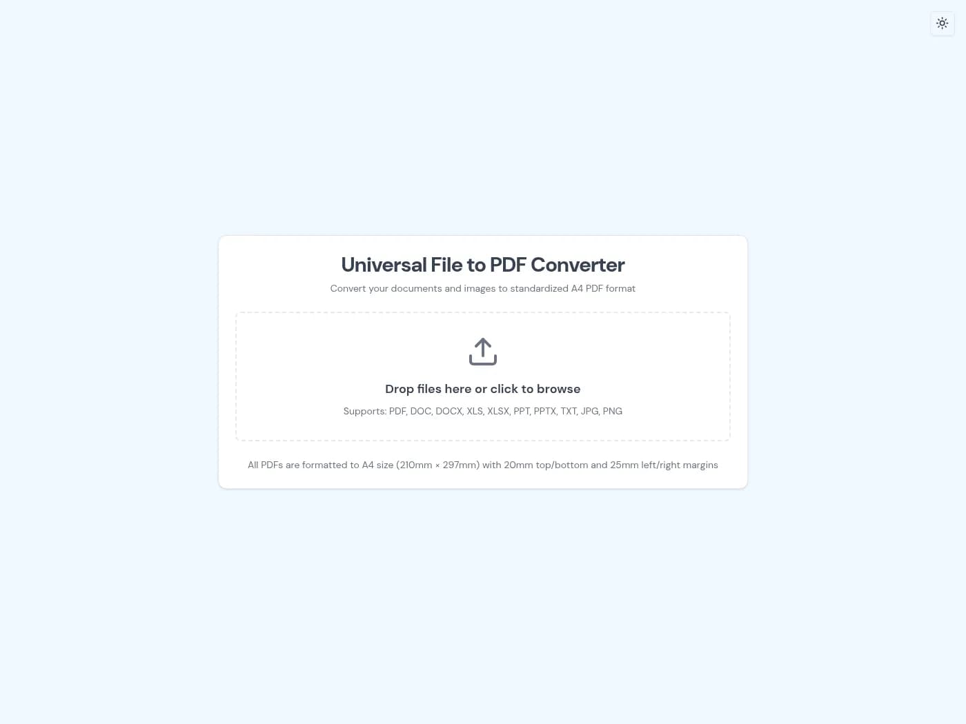 Universal File to PDF Converter with Custom A4 Formatting
