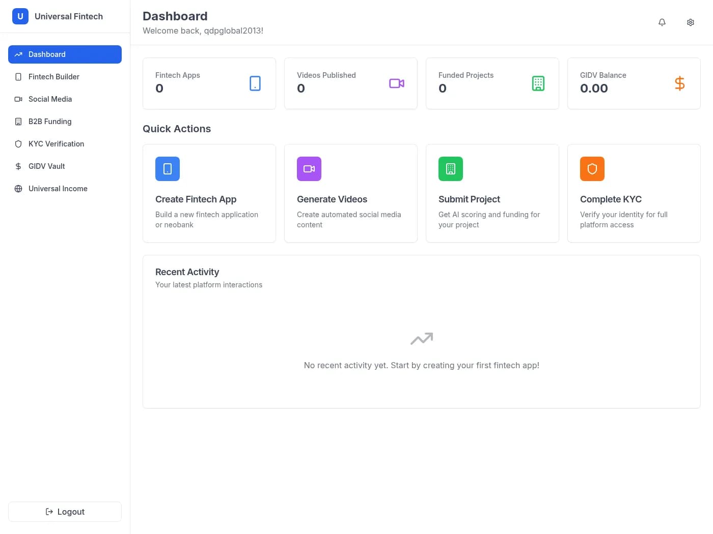 Universal Fintech App and B2B Funding Platform Generator