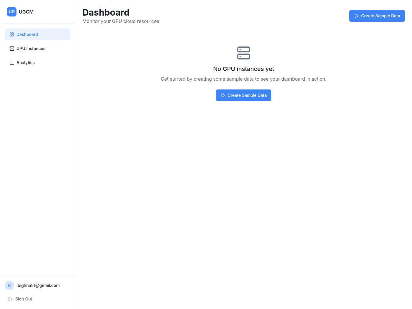 Universal GPU Cloud Manager Dashboard