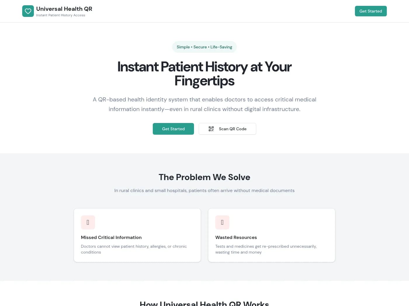 Universal Health QR: Instant Patient History Access for Rural Healthcare