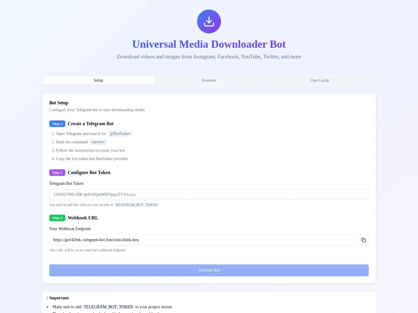 Universal Media Downloader Telegram Bot