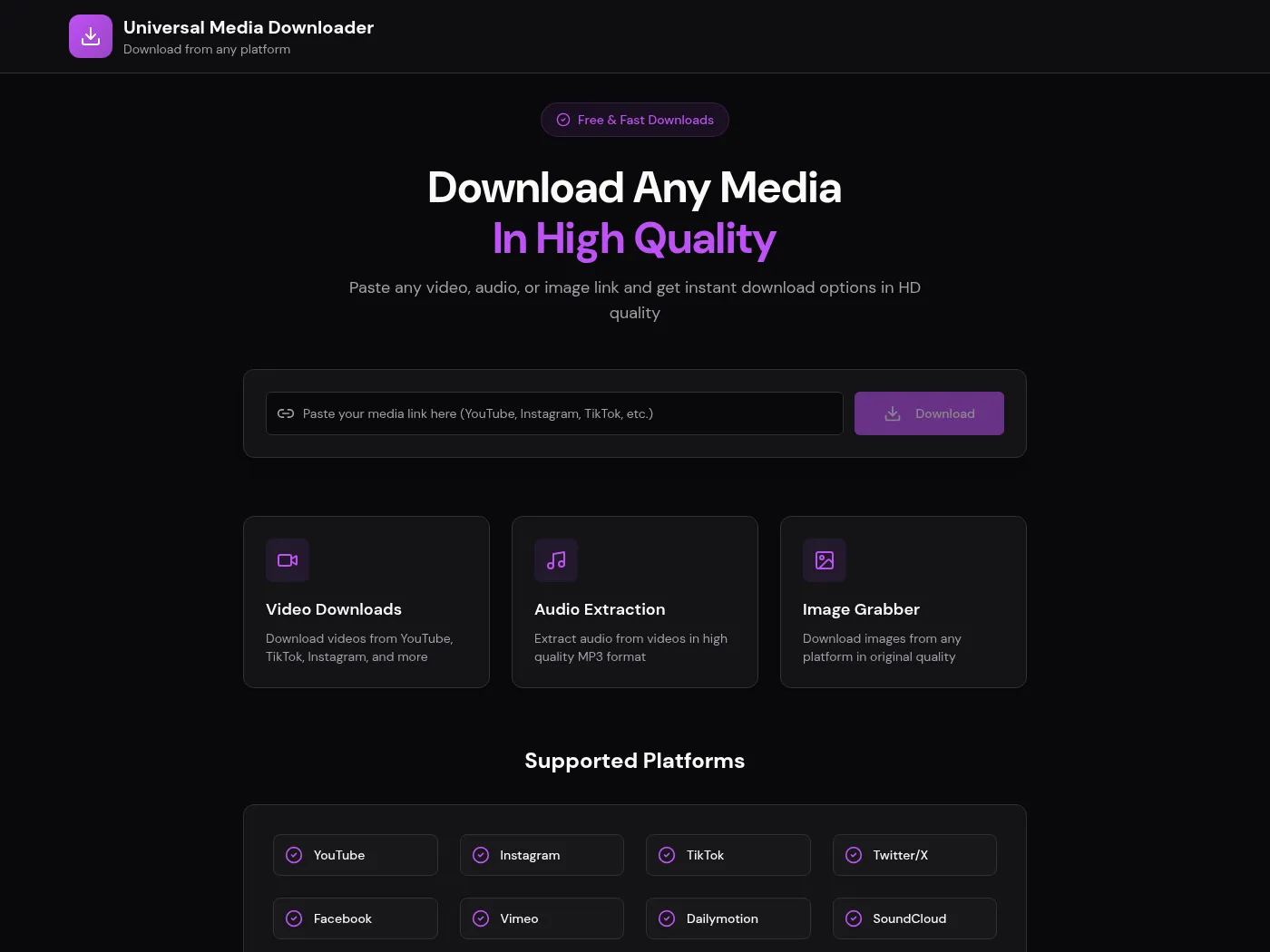 Universal Media Link Downloader Web App