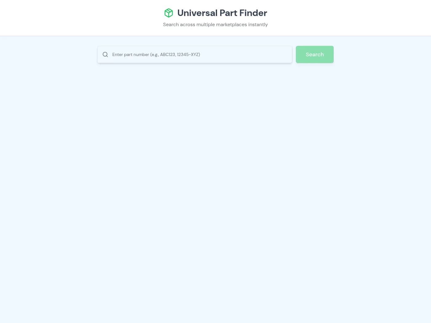 Universal Part Number Search Interface