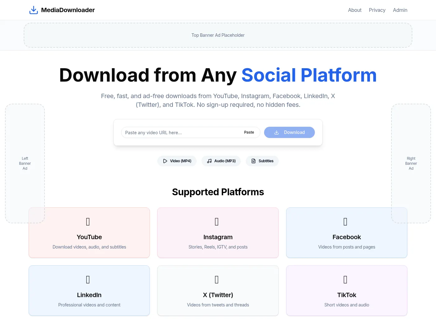 Universal Social Media Video & Audio Downloader