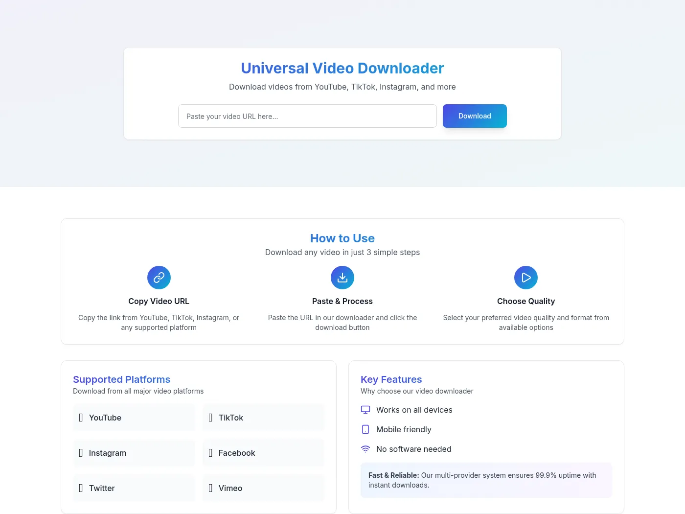 Universal Video Downloader Web App